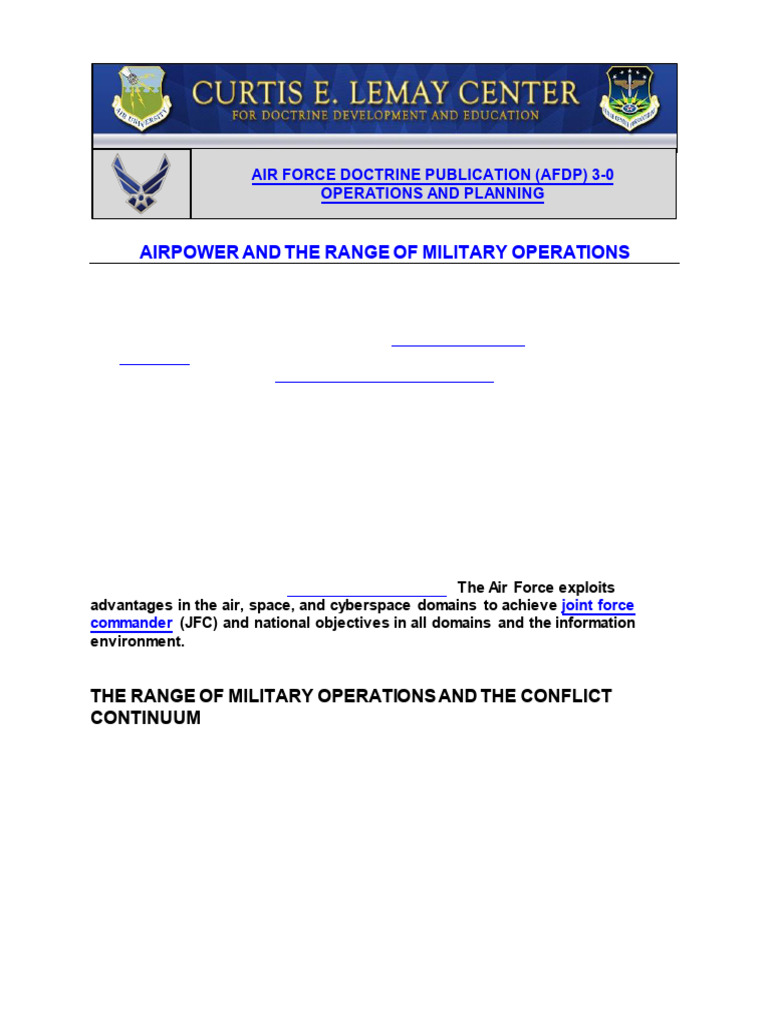Airpower and The Range of Military Operations: Air Force Doctrine ...