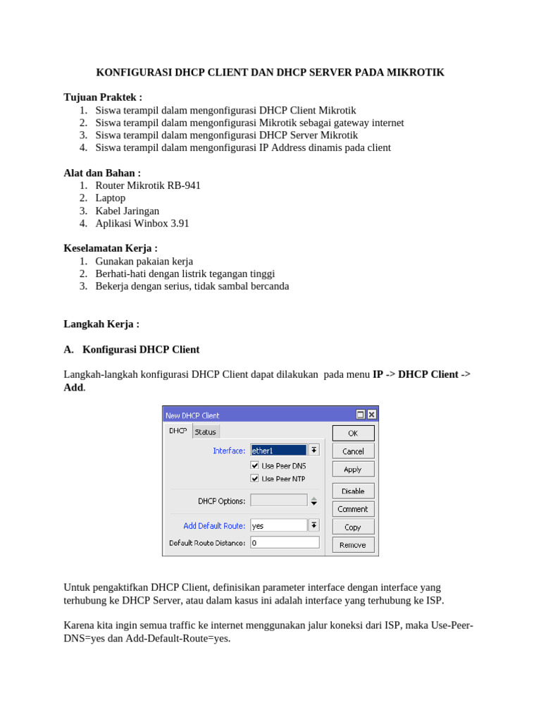 Jobsheet DHCP Mikrotik | PDF