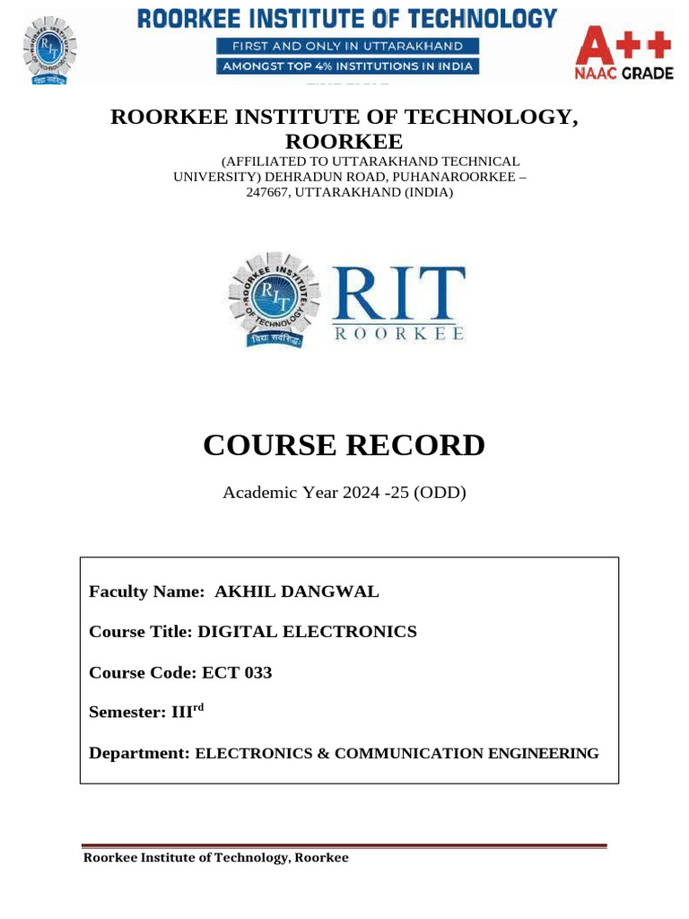 Digital Electronics Course File | PDF