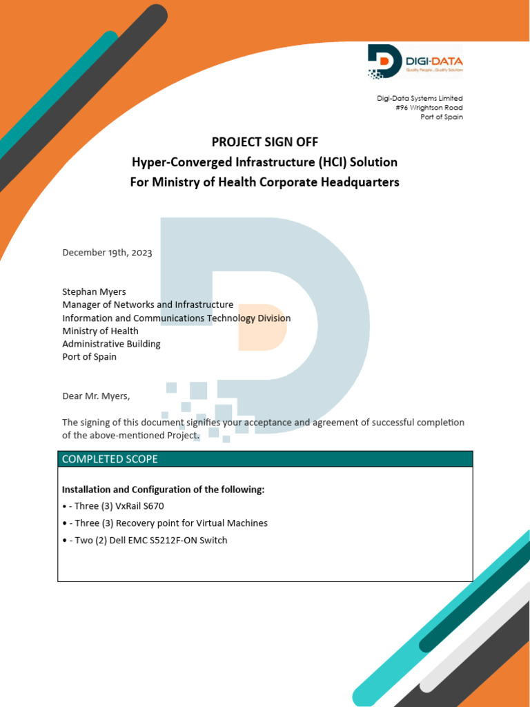 Digi-Data Project Sign Off Ministry of Health | PDF