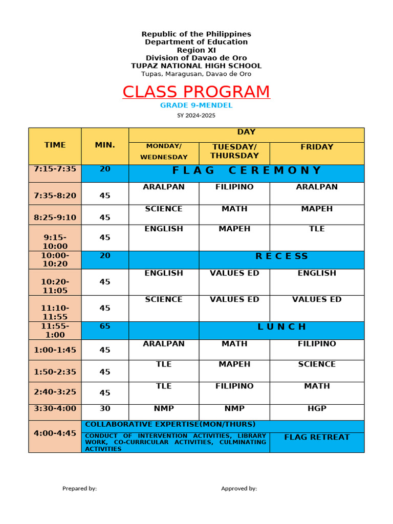 Sample Class Program | PDF