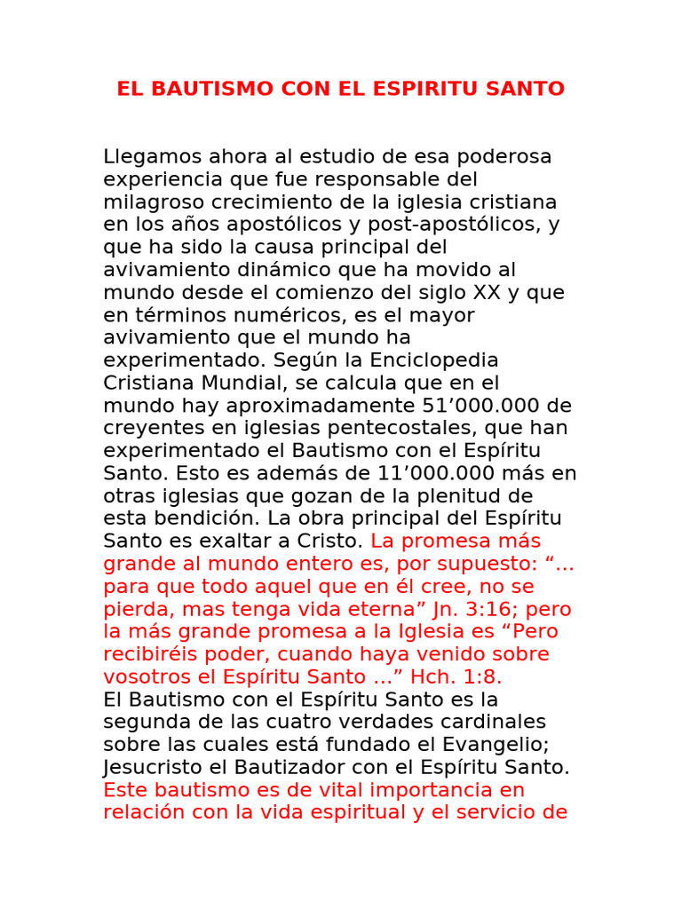 El Bautismo Con El Espiritu Santo | PDF | espíritu Santo | Bautismo Con El Espiritu Santo