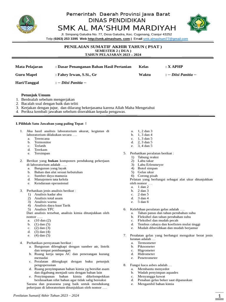 Soal Psat DPBHP | PDF