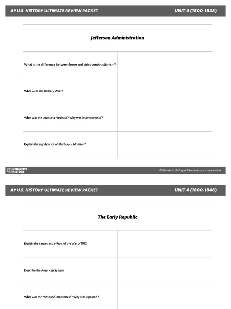 AP U.S. History Review: 1800-1848 | PDF | The United States | Society ...