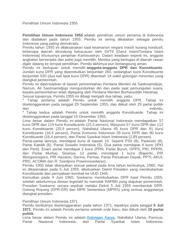 Pemilihan Umum Indonesia 1955 | PDF