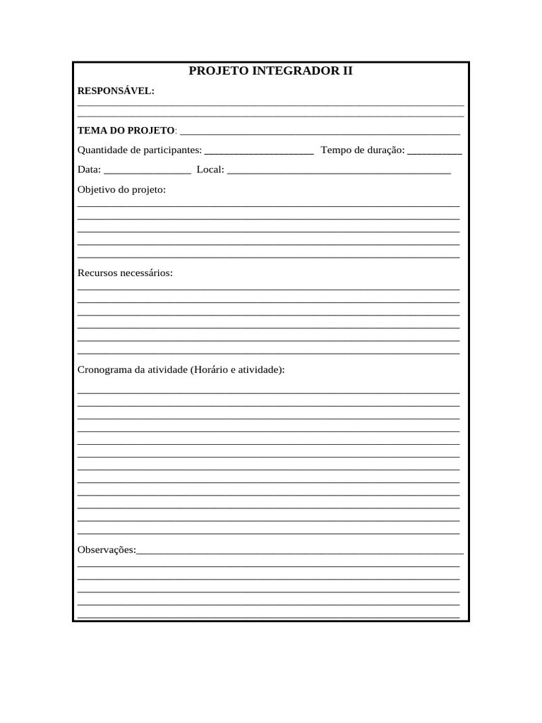 Modelo de Projeto Integrador II - 2024 | PDF