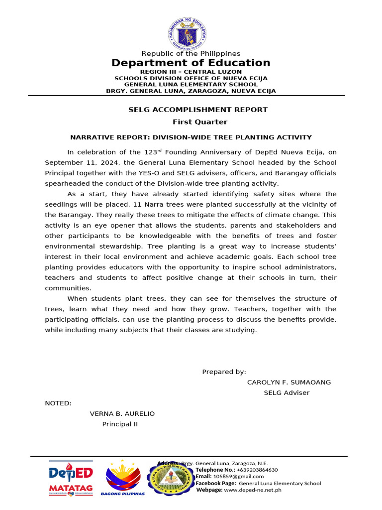 Narrative Report On Tree Planting Activity | PDF