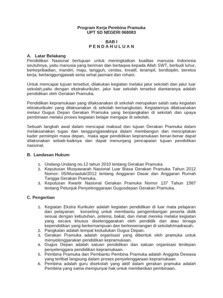 Program Kerja Pembina Pramuka | PDF