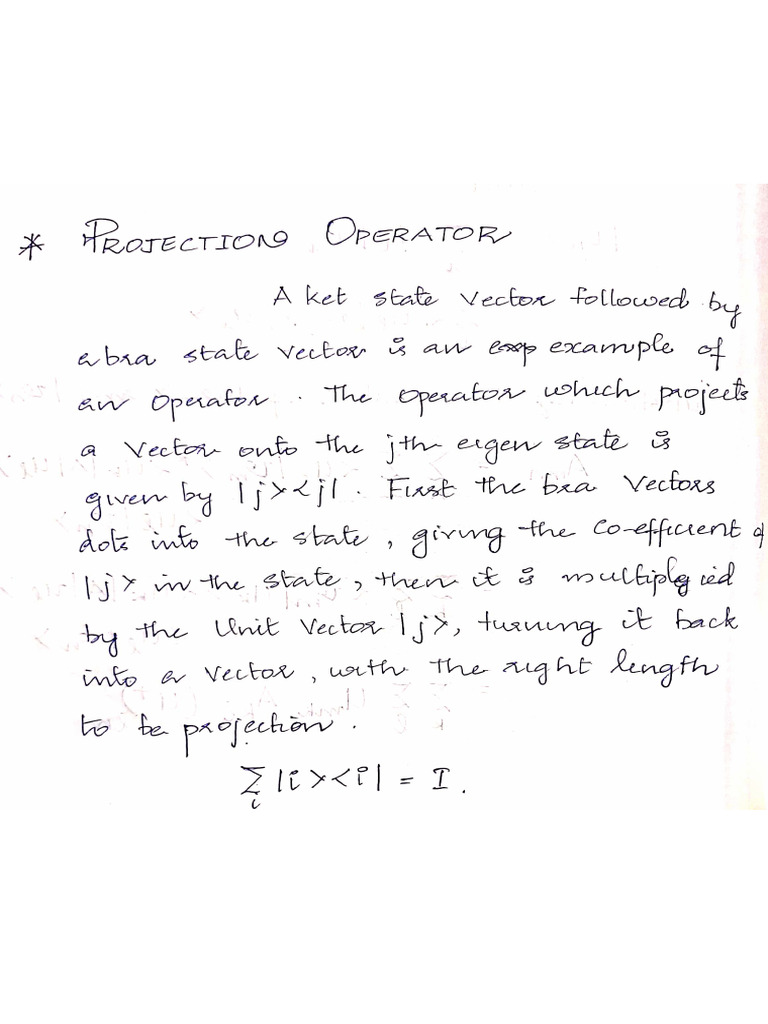 Projection Operator - Quantum Mechanics | PDF
