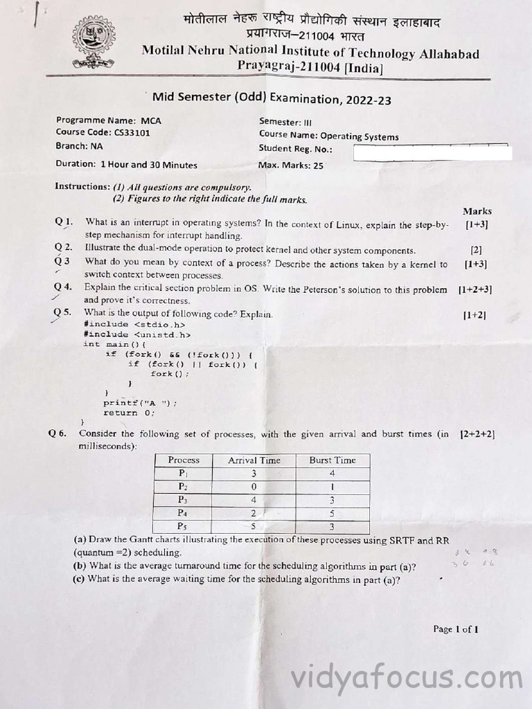 MCA 3rd-Sem MID SEM 2022 | PDF