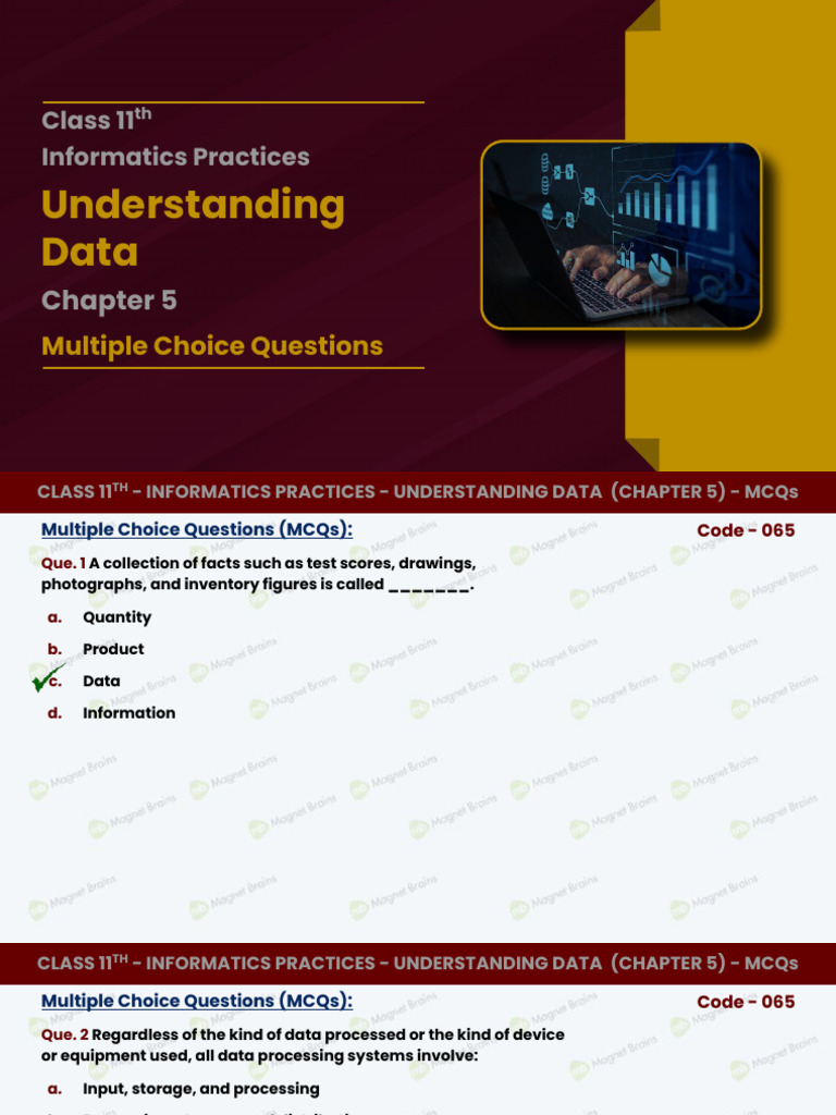 11th - Chapter 5 - Understanding data - Information Practice | PDF
