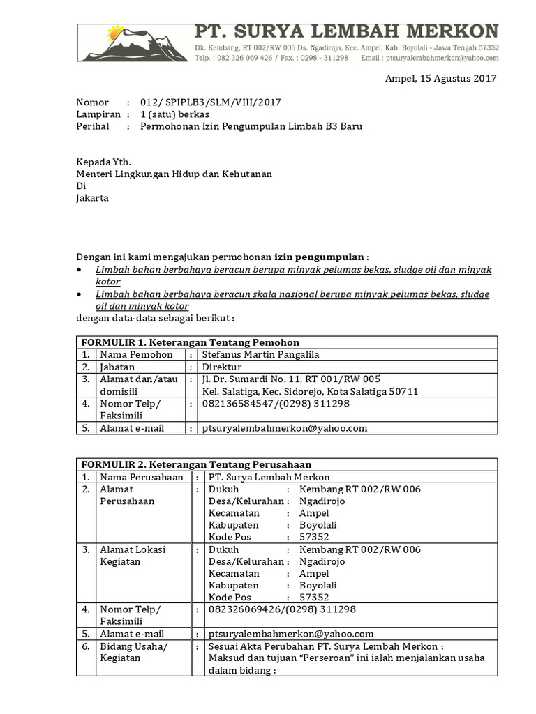 Surat Permohonan SK Pengumpulan | PDF