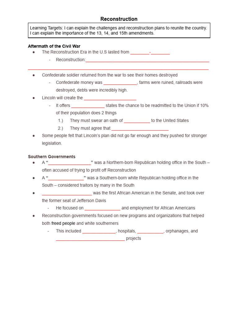 Reconstruction Notes 2 | PDF