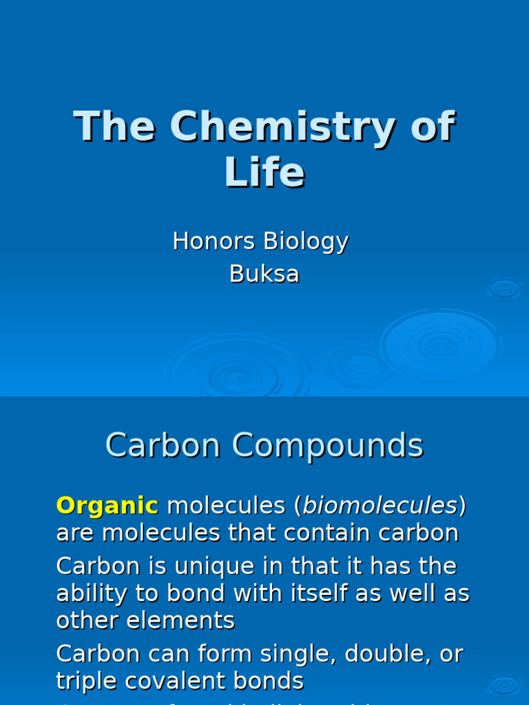 The Chemistry of Life (Buksa) | PDF