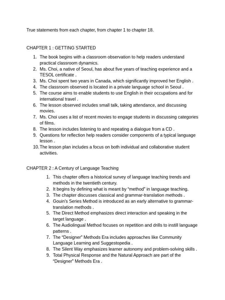 Tefl A1 True Statements Bayuwijanarko | PDF