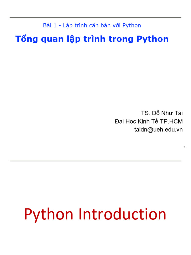 02 Lap Trinh Co Ban - Tong Quan Lap Trinh Trong Python | PDF