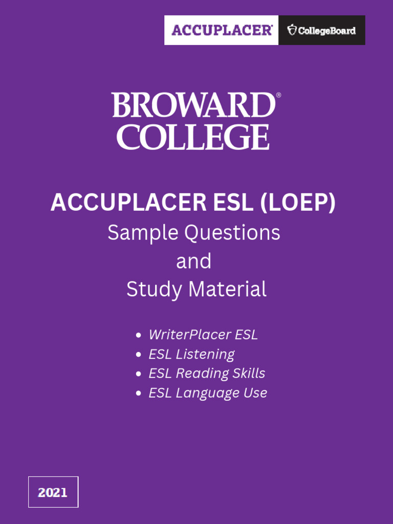 Accuplacer Esl Loep Sample Questions and Study Material | PDF | English ...