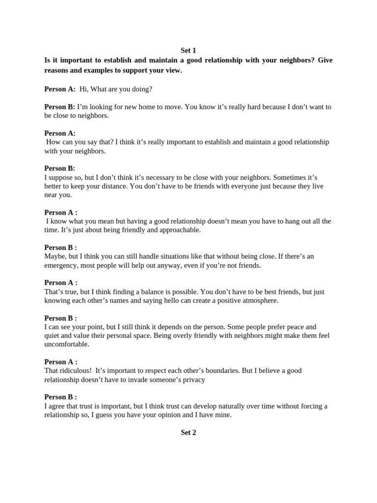 Speaking Exam Part 1 | PDF