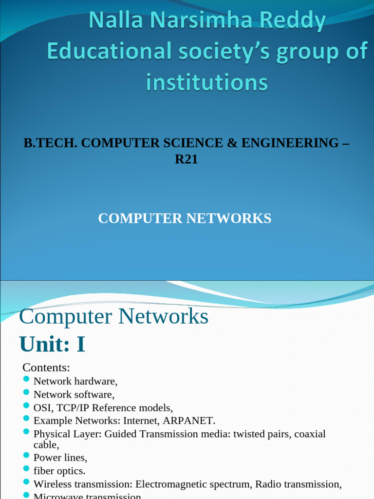 Computer Networks Unit-1 | PDF