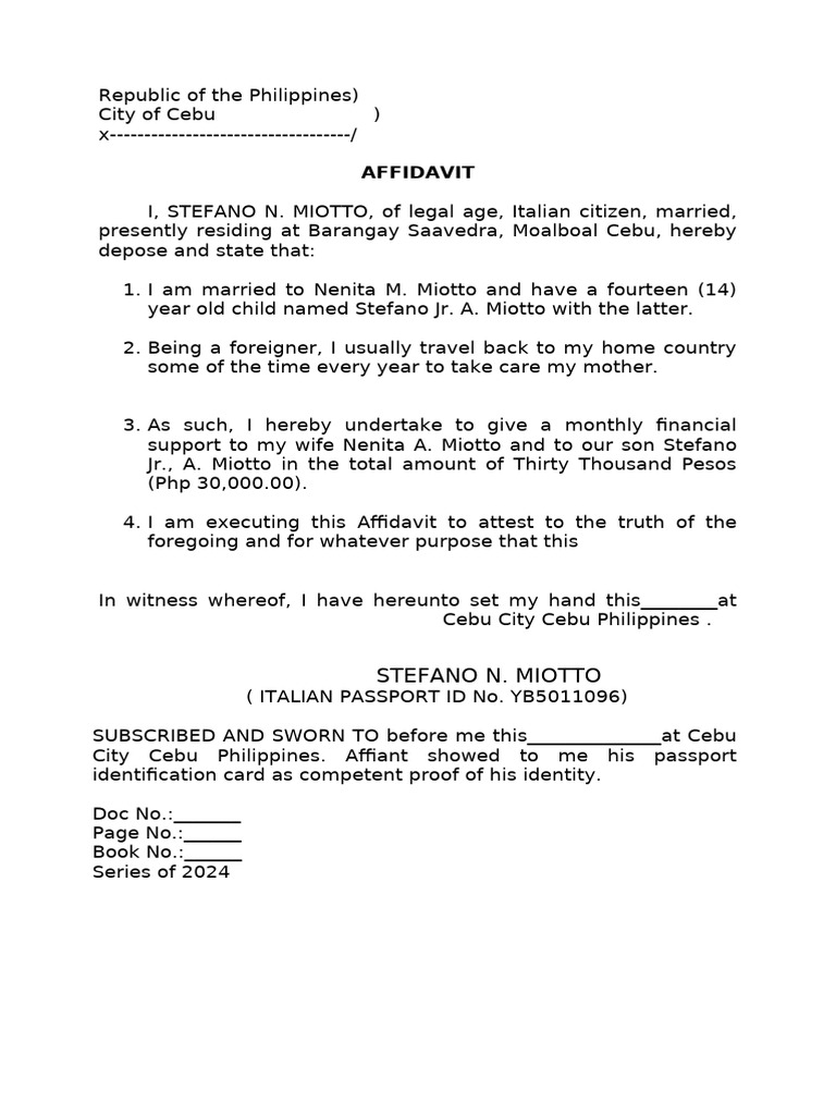 AFFIDAVIT - Stefano Miotto | PDF