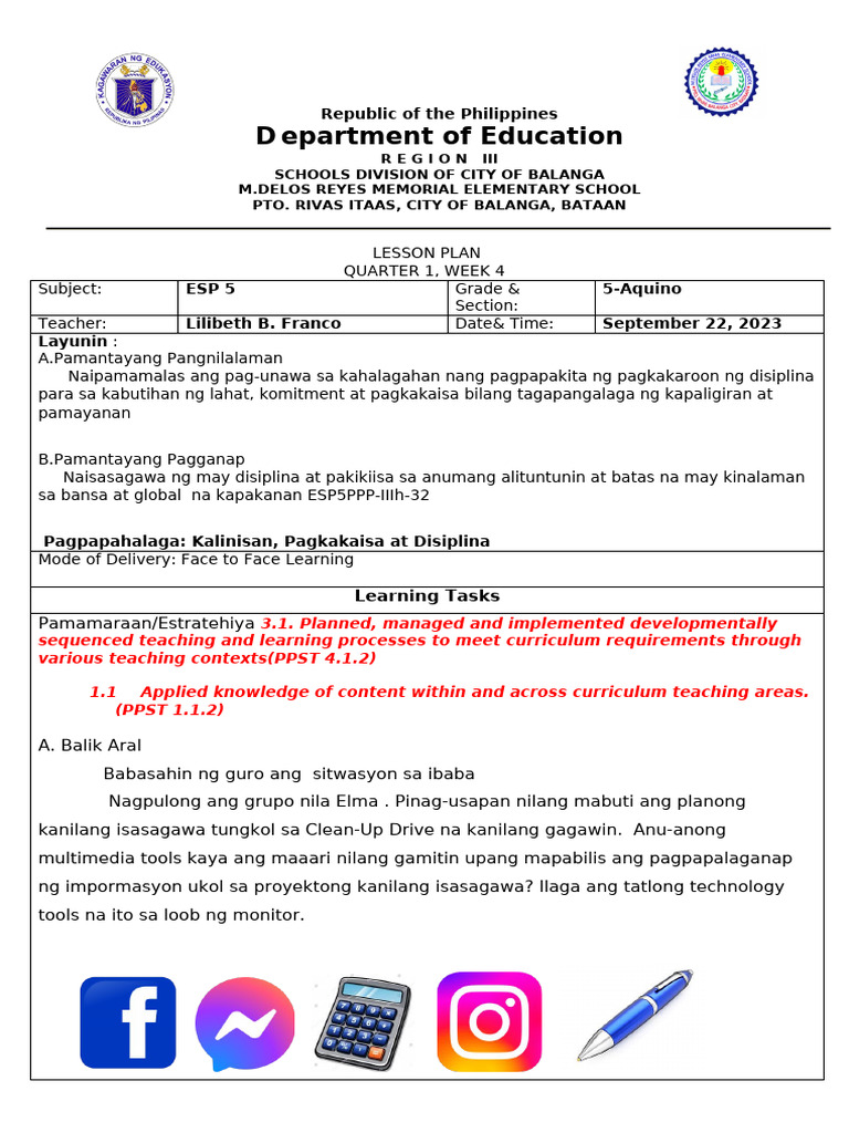 DLP Cot 1 in Esp5 | PDF | Teaching | Human Communication