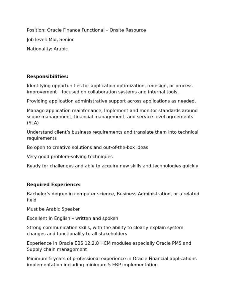 Oracle Finance JD | PDF