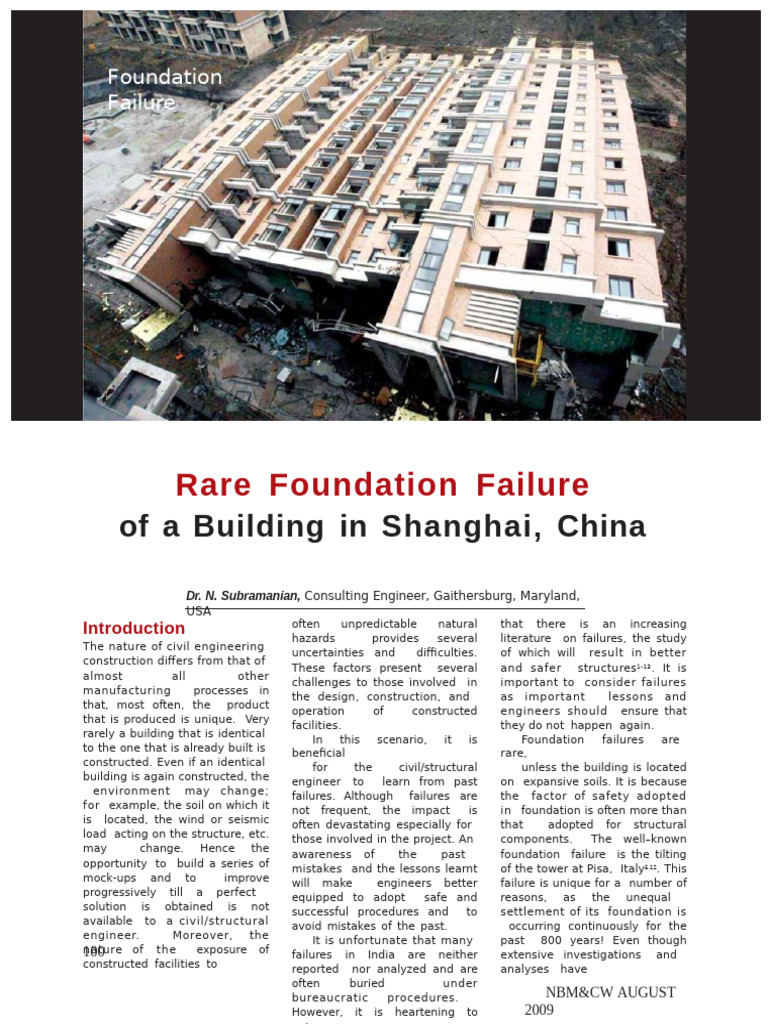 Rare Foundation Failure of A Building in | PDF
