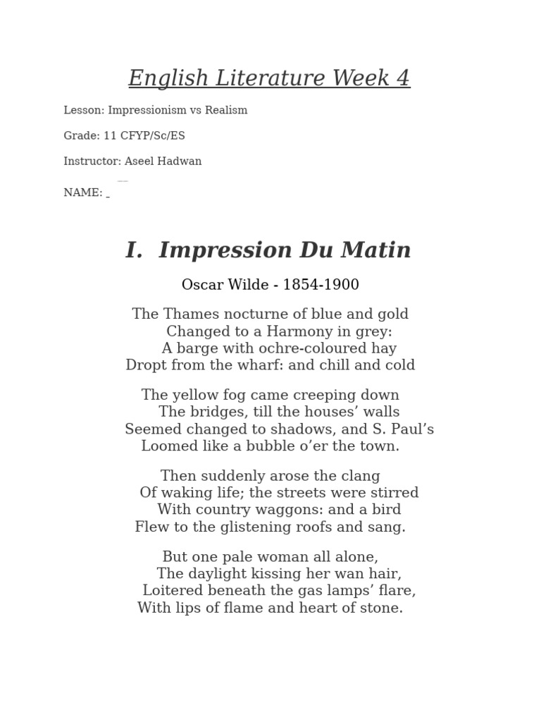 Impressionism Poetry | PDF