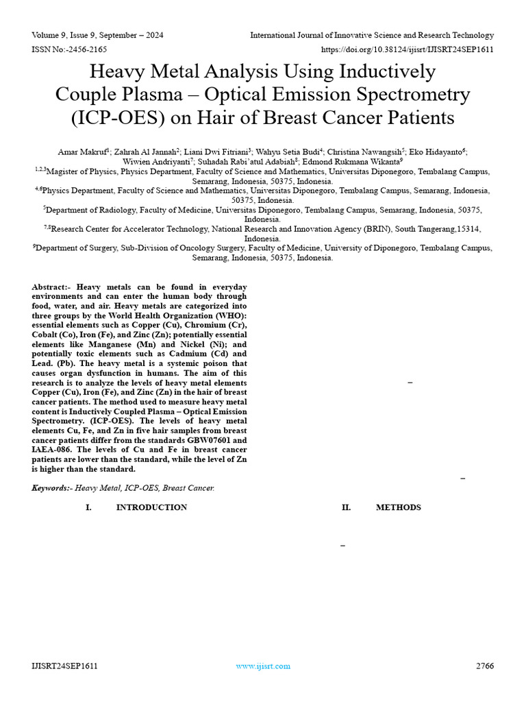 Heavy Metal Analysis Using Inductively Couple Plasma - Optical Emission ...