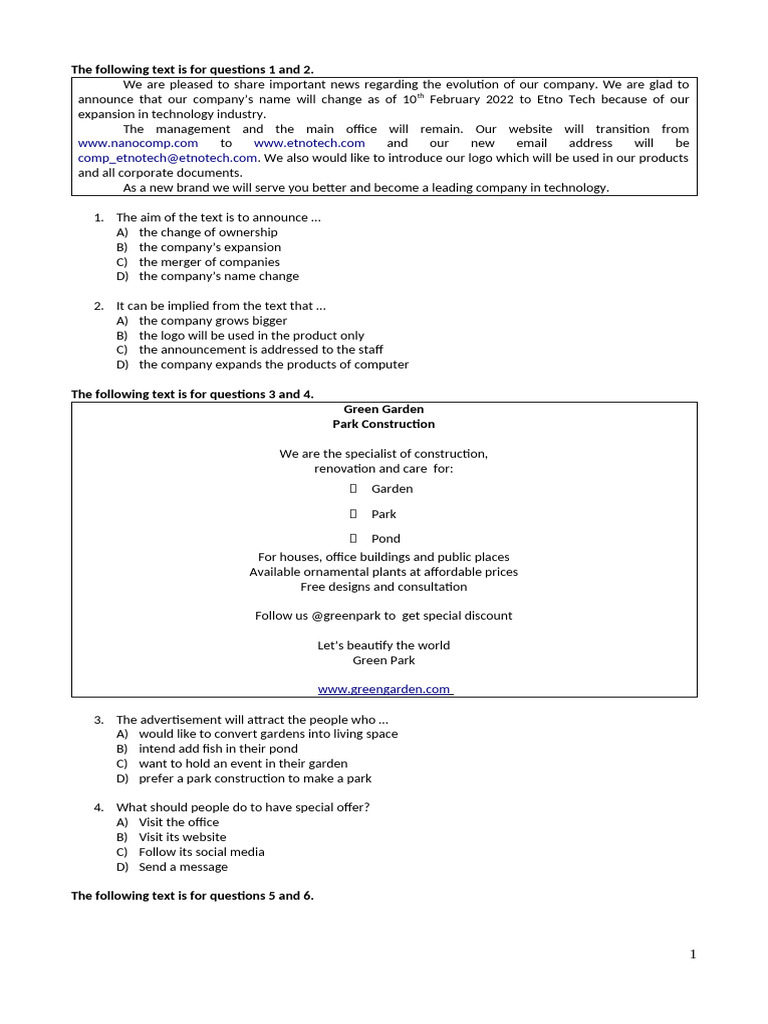 PRELIMINARY HIGH SCHOOL ENGLISH COMPETITION by Kemas Sept 2023 | PDF