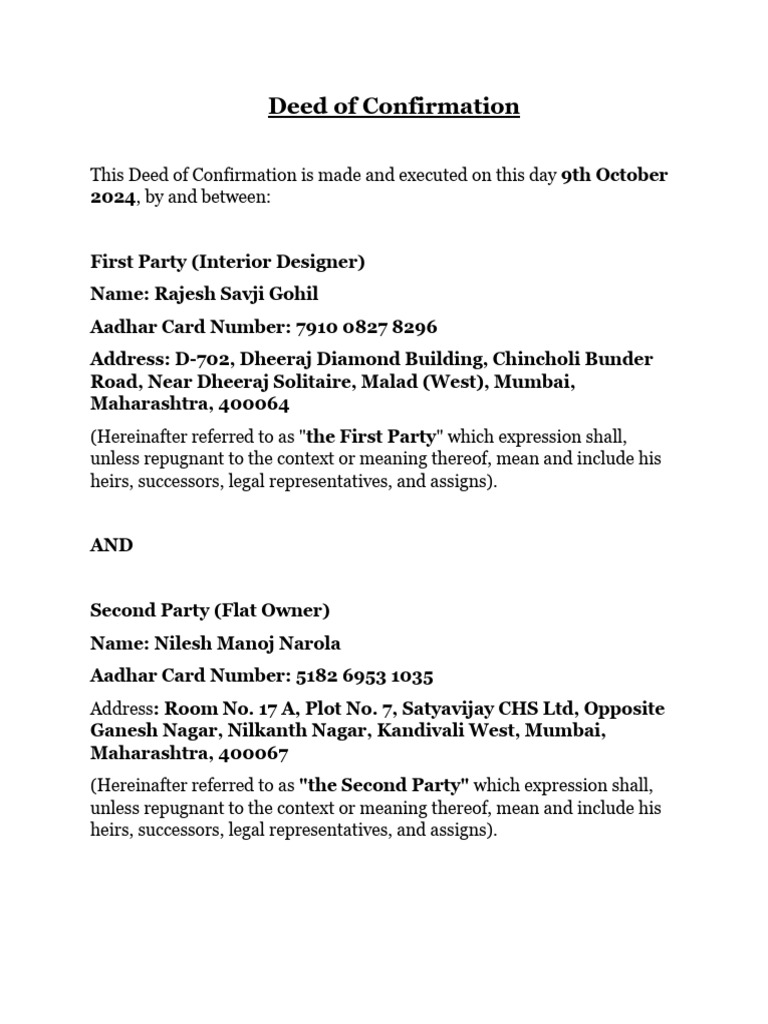 Deed of Confirmation PDF | PDF | Justice | Crime & Violence