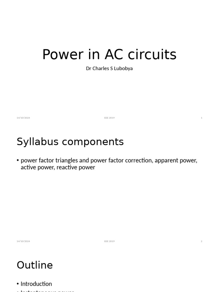 LECTURE 3 - Power in AC Circuits | PDF