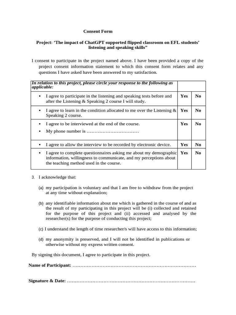 Consent Form | PDF | Career & Growth