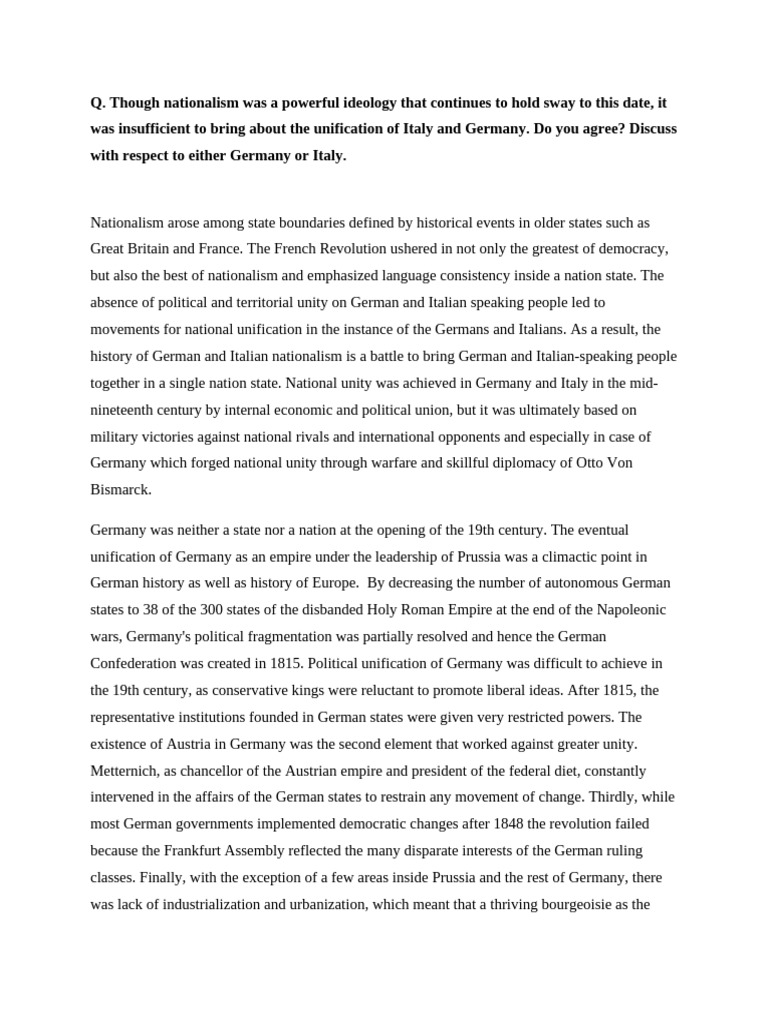 German Unification Assignment | PDF | German Empire | Kingdom Of Prussia