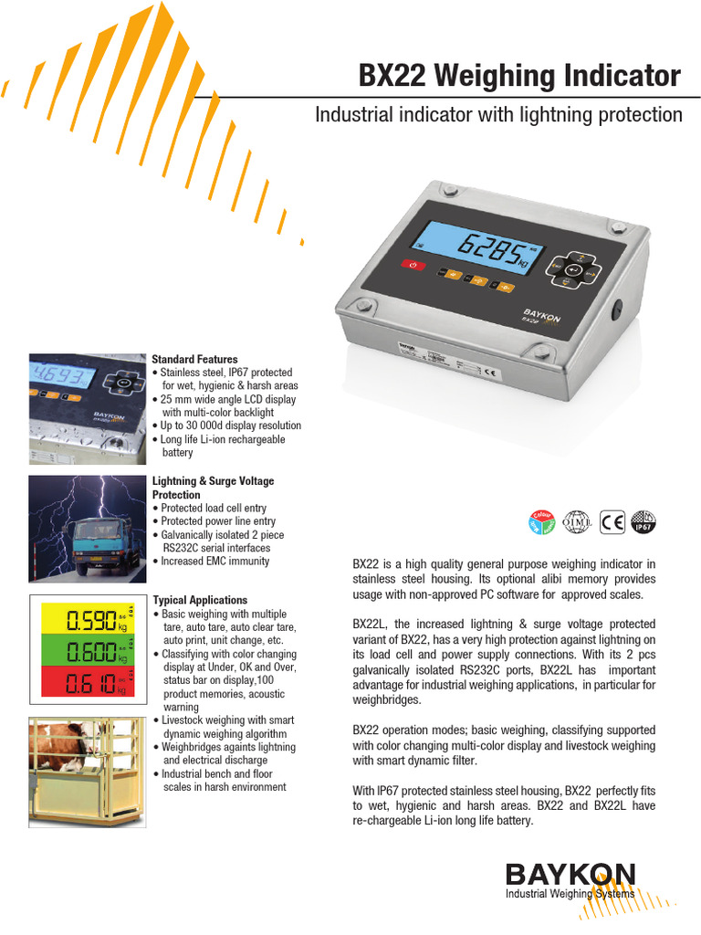Baykon Bx22 Weighing Indicator Catalogue 2501202409323747980 | PDF