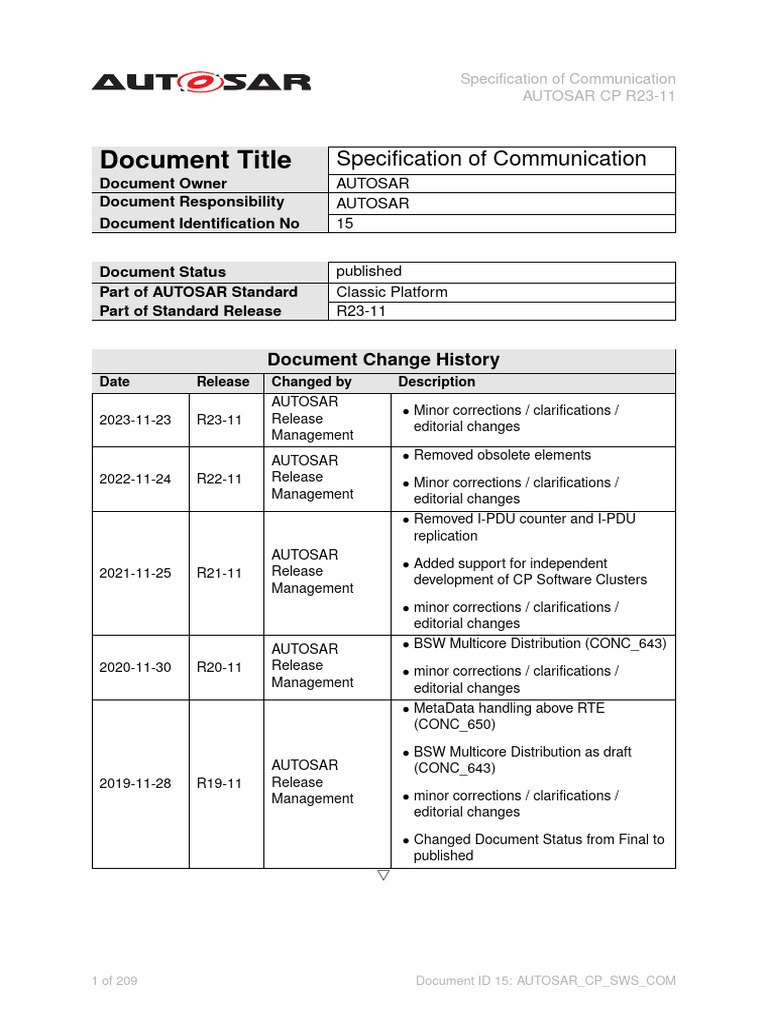 Autosar CP Sws Com | PDF