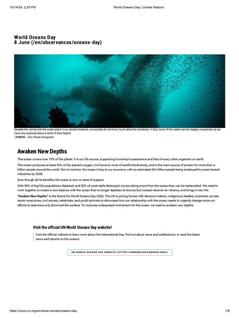 World Oceans Day - United Nations | PDF