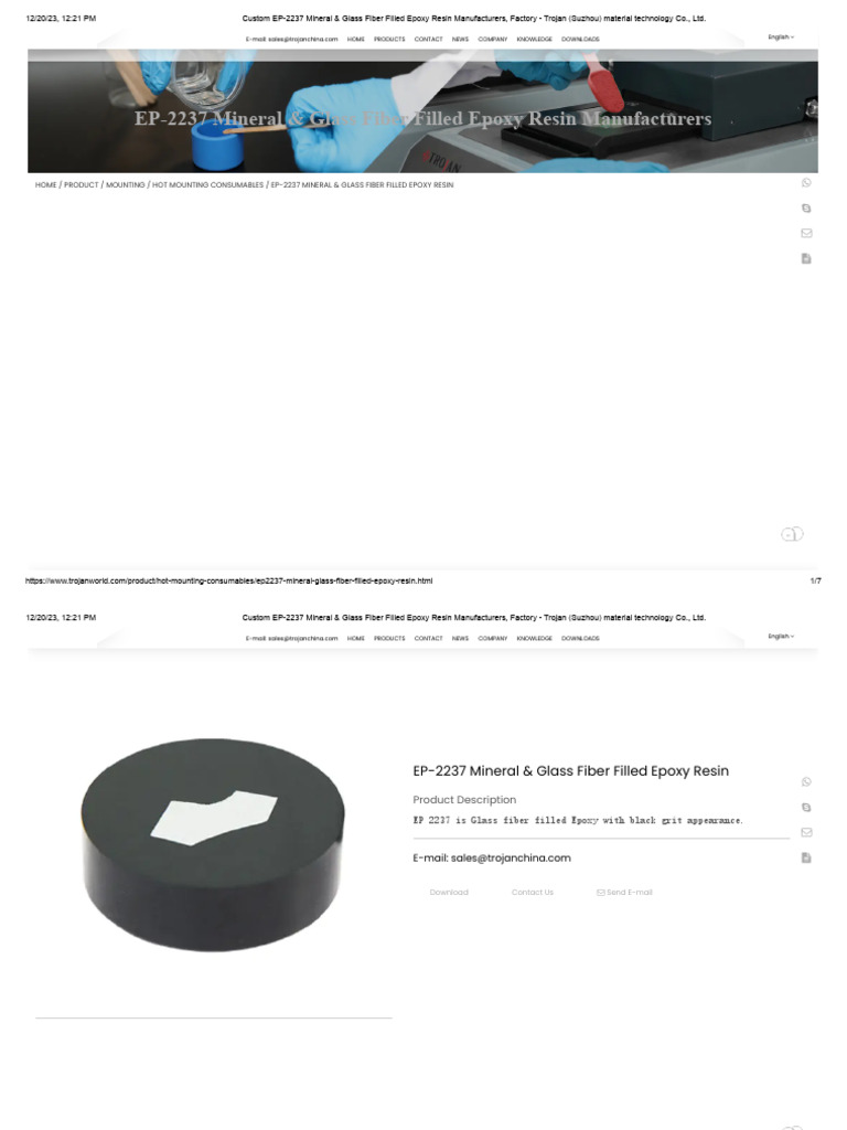Custom EP-2237 Mineral & Glass Fiber Filled Epoxy Resin Manufacturers ...