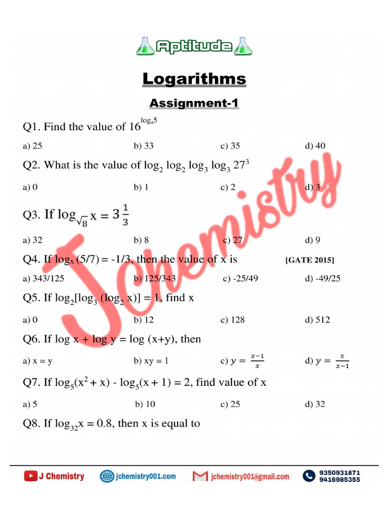 548699-Logarithms_Assignment_1 | PDF