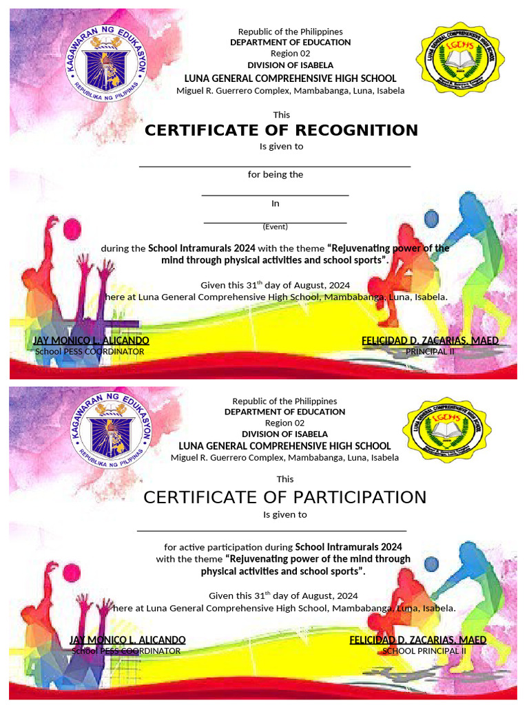 Intramural Certificate | PDF