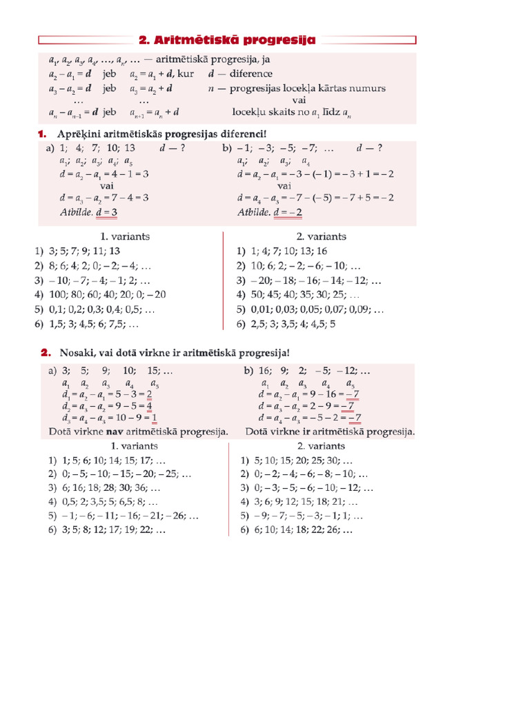 9 KL Aritmētiskā Progresija Diference | PDF