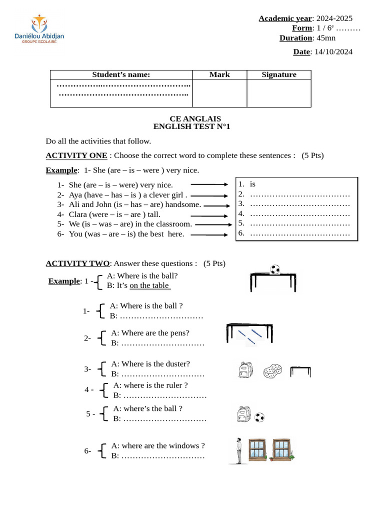 English Test (Class) 6e | PDF