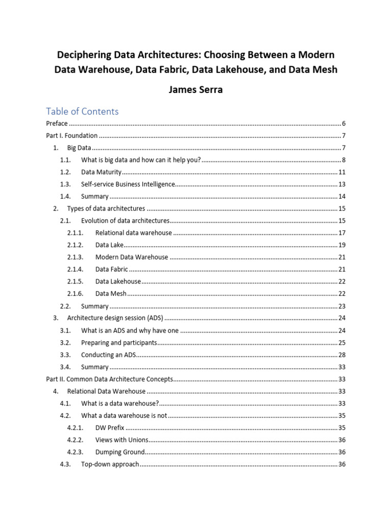 Deciphering Data Architectures TOC 1 | PDF Deciphering Data Architectures TOC 1 | PDF