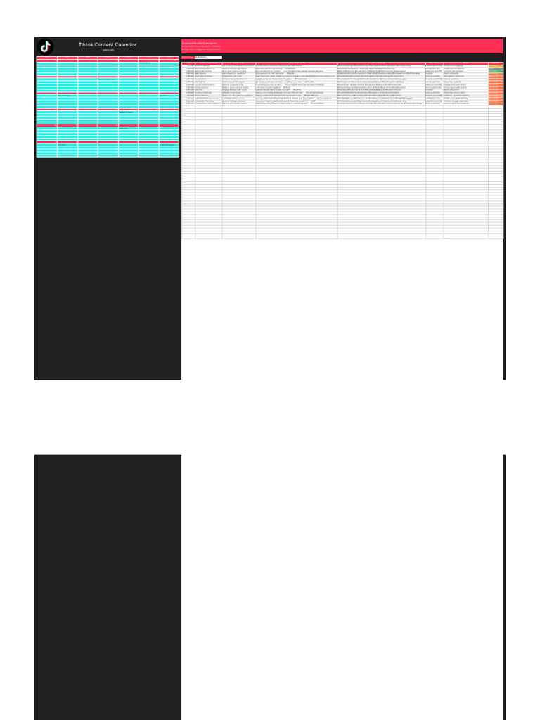 Tiktok Content Calendar Template - Tiktok Content Calendar | PDF