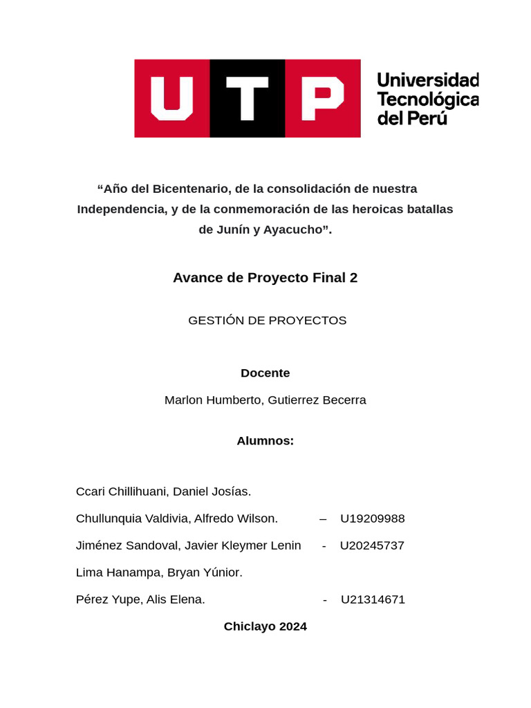 Avance de Proyecto Final 2 .. | PDF