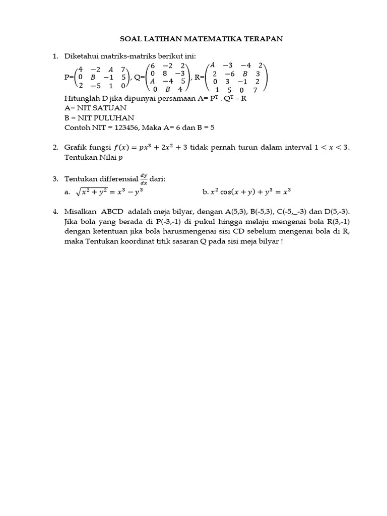 LATIHAN UTS MTK | PDF