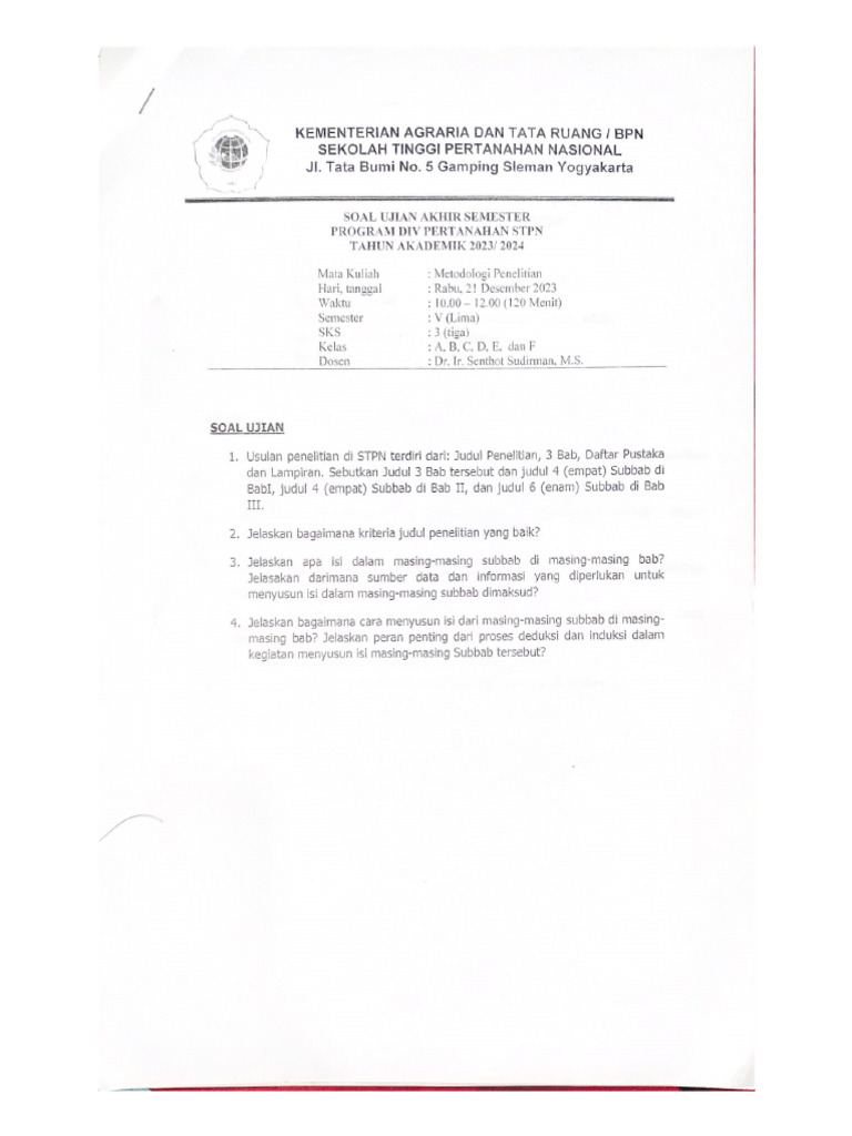 Soal UAS SMT 5 | PDF