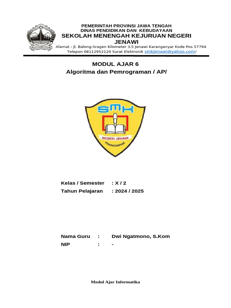 Modul Ajar Informatika 6 AP | PDF