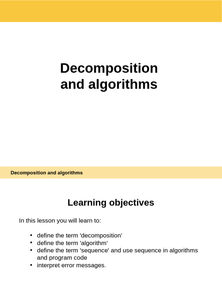 U01 01 Decomposition and Algorithms - Slides | PDF