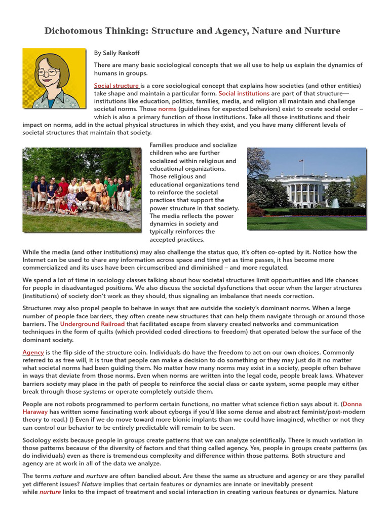 Everyday Sociology Blog - Dichotomous Thinking - Structure and Agency ...